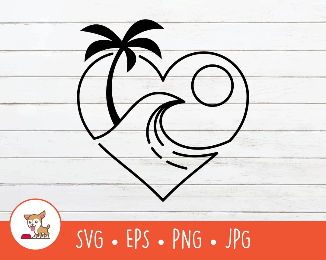 Beach Love Monoline Logo, Beach SVG, Beach Holiday Clipart, Vector ...