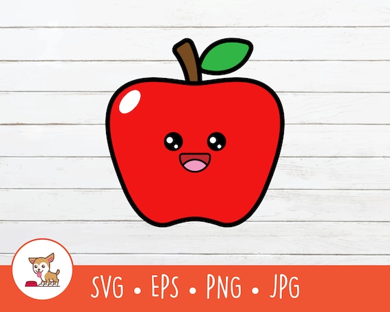 Kawaii Apple SVG Vector Apple Clipart Cute Apple Cut File - Etsy