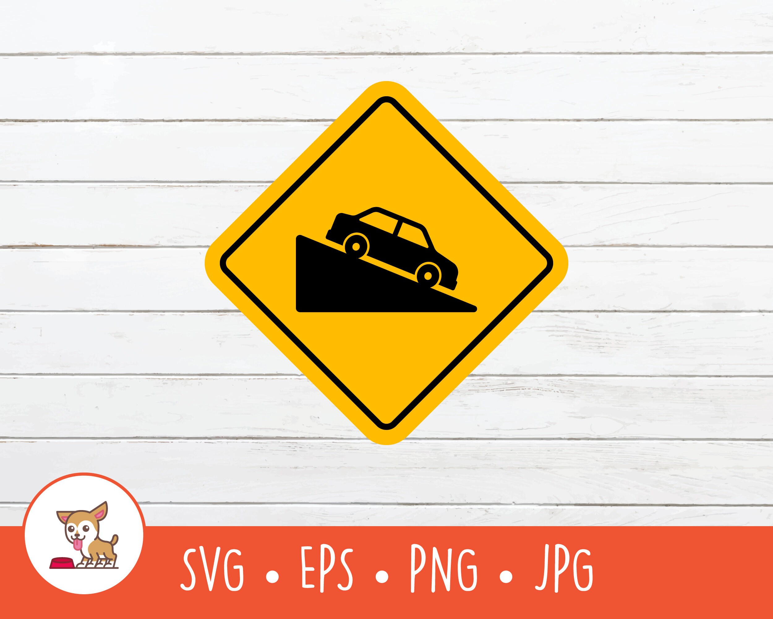 Steep Slope Sign SVG, Downhill Sign Clipart, Vector Steep Slope Sign ...