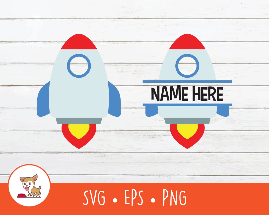 Rocket SVG, Split Rocket Name Frame, Vector Rocket Clipart, Rocketship ...