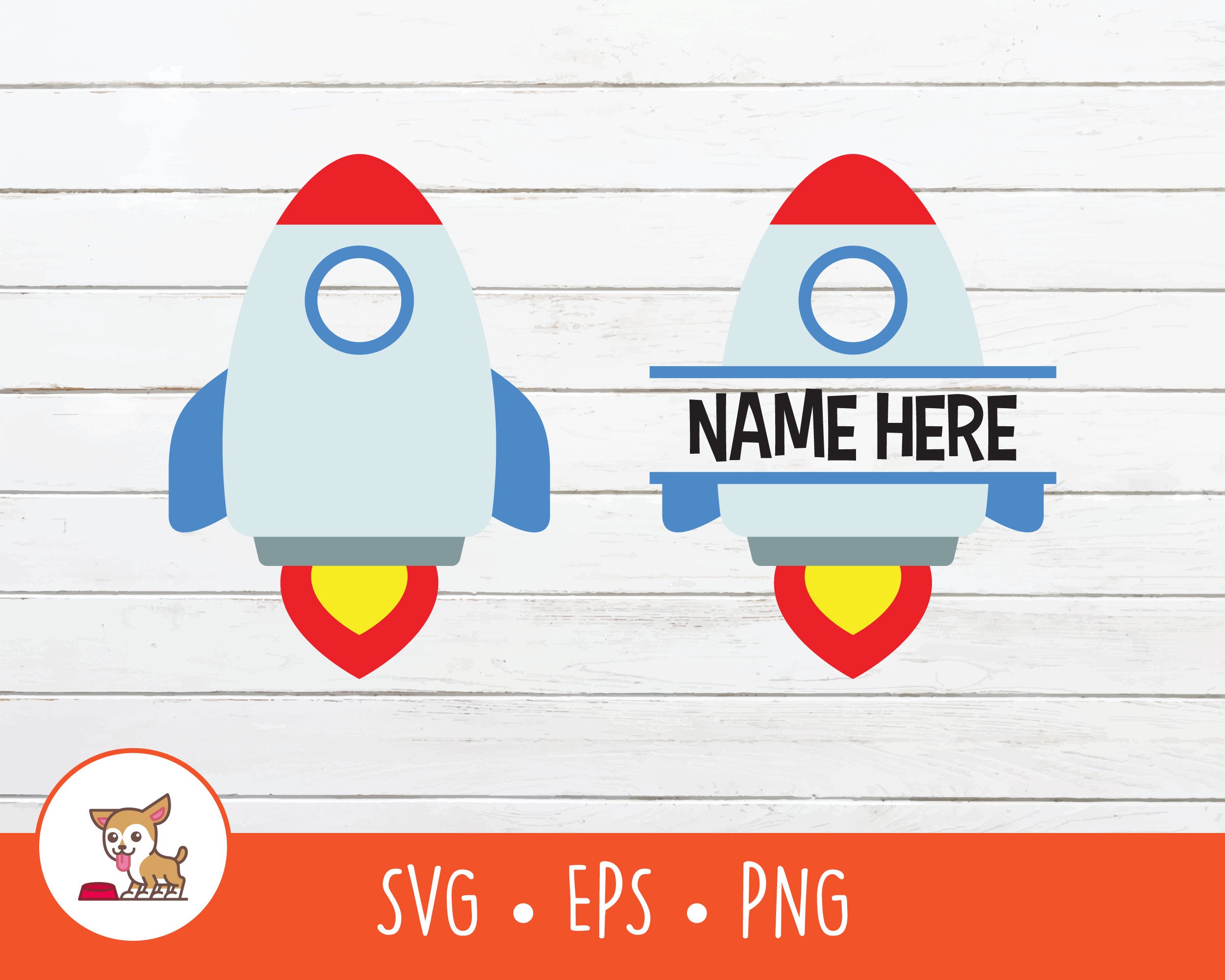 Rocket SVG, Split Rocket Name Frame, Vector Rocket Clipart, Rocketship ...