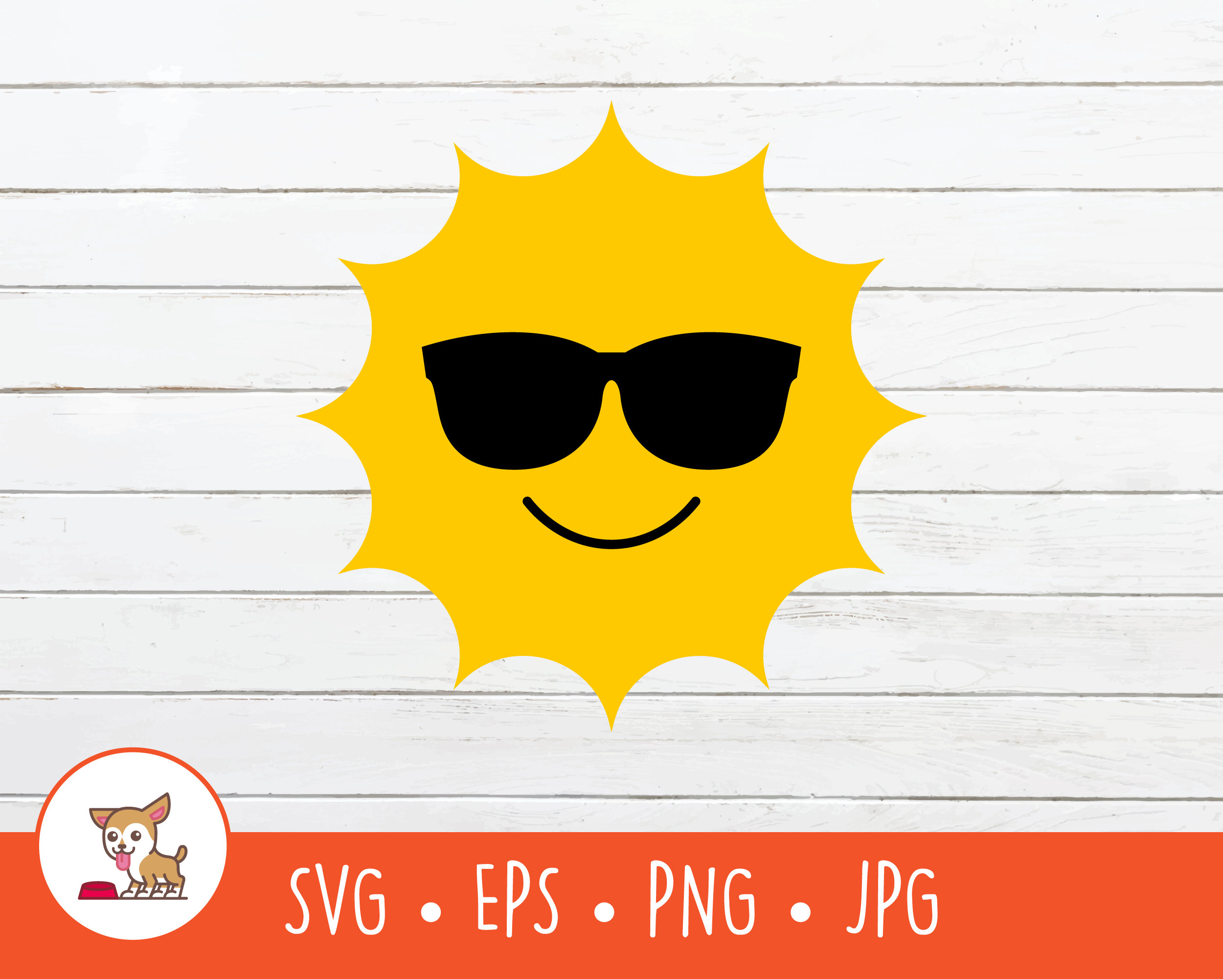 Sun With Sunglasses SVG, Sun With Shades Clipart, Vector Sun With ...