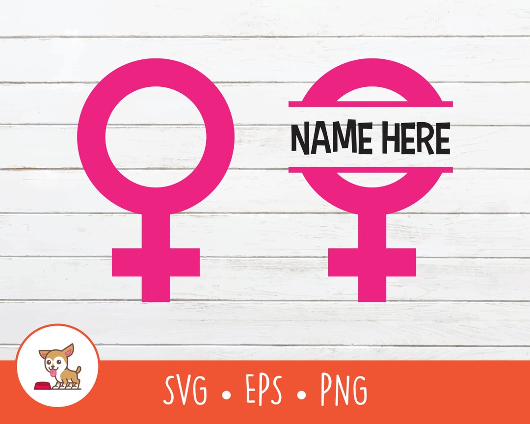 Female Gender Symbol SVG, Split Female Name Frame, Vector Female Gender ...