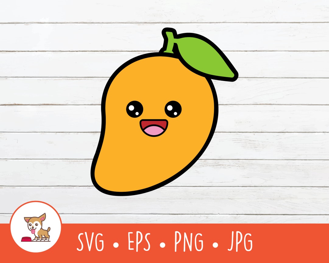 Kawaii Mango SVG, Vector Mango Clipart, Cute Mango Cut File for Cricut ...