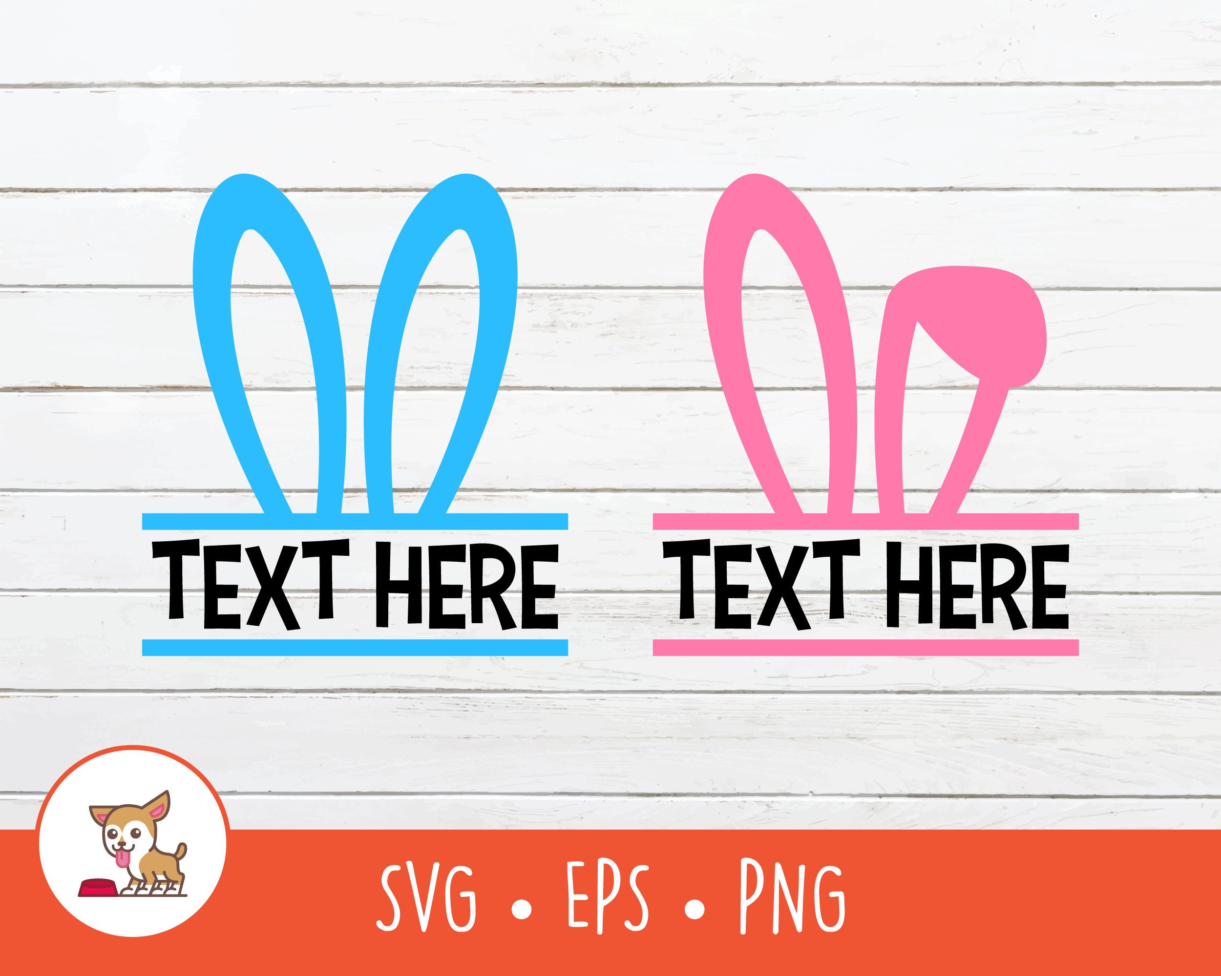 Bunny Ears SVG, Split Bunny Ears Name Frame, Vector Rabbit Ears Clipart ...