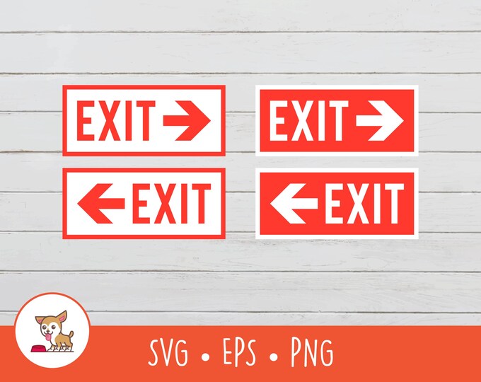 Exit Sign SVG Bundle, Exit Sign Svg, Emergency Poster Png, Signage ...