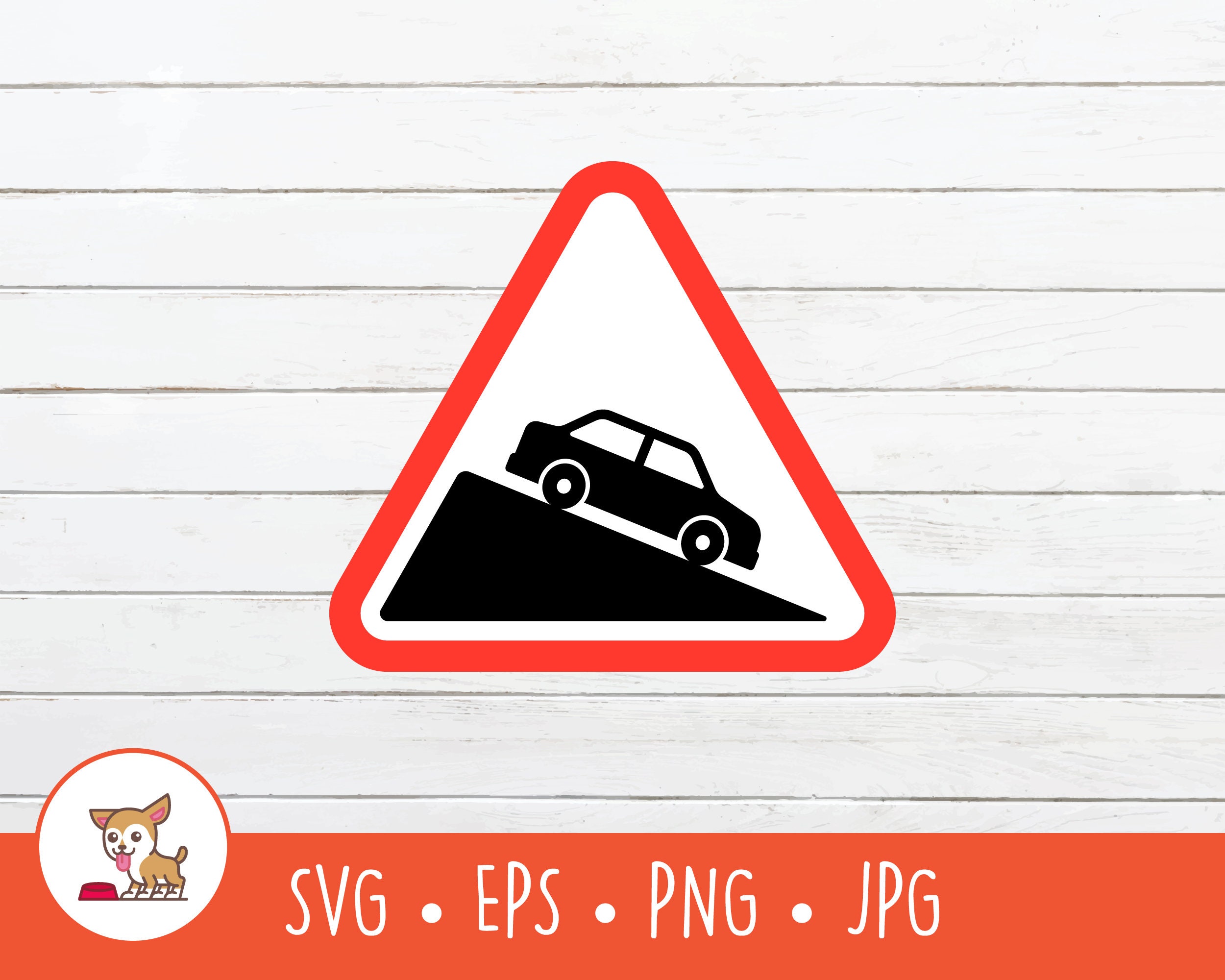 Downhill Road Sign SVG, Downhill Sign Clipart, Vector Steep Slope Sign ...