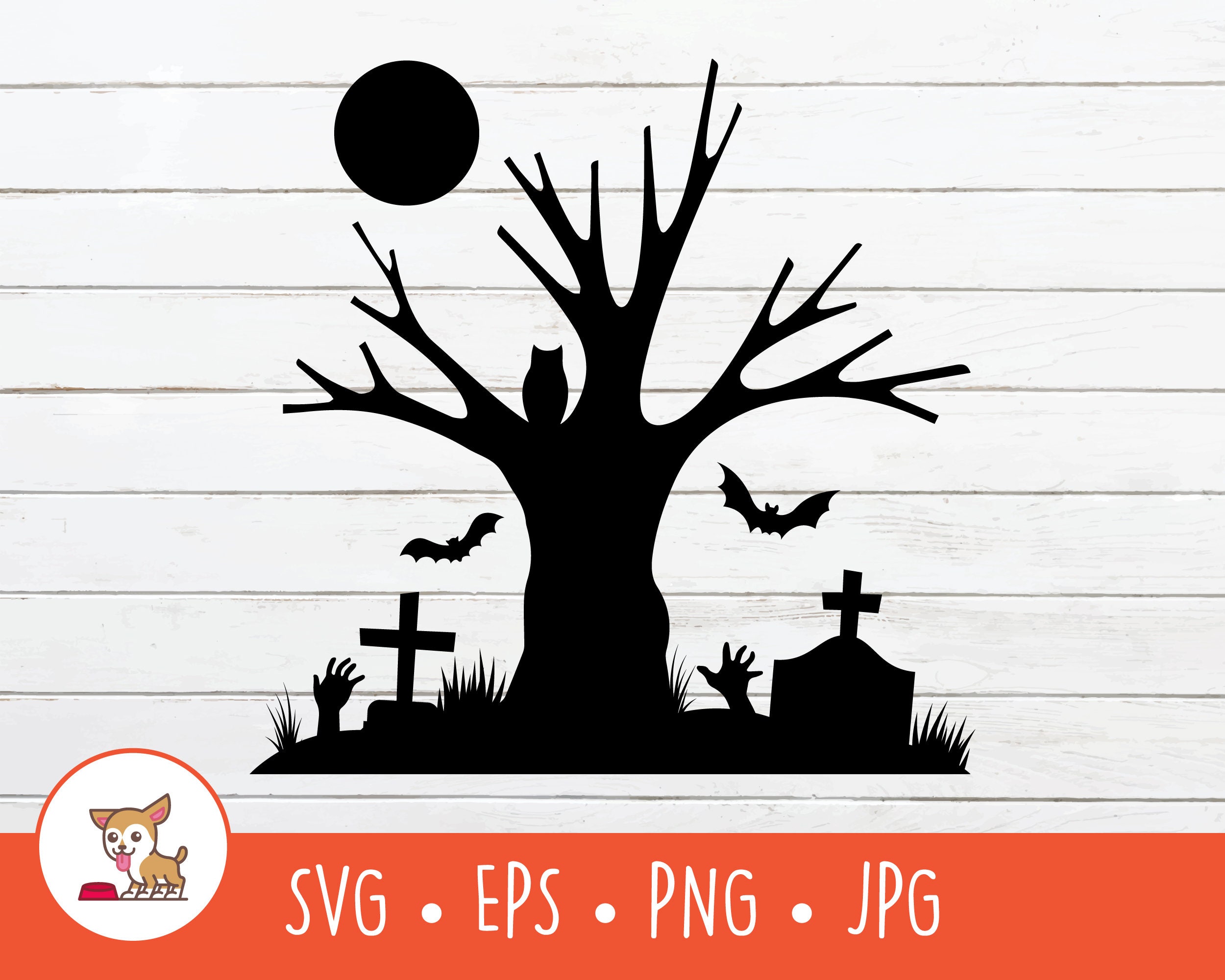Graveyard SVG, Vector Graveyard Clipart, Spooky Graveyard Cut File for ...