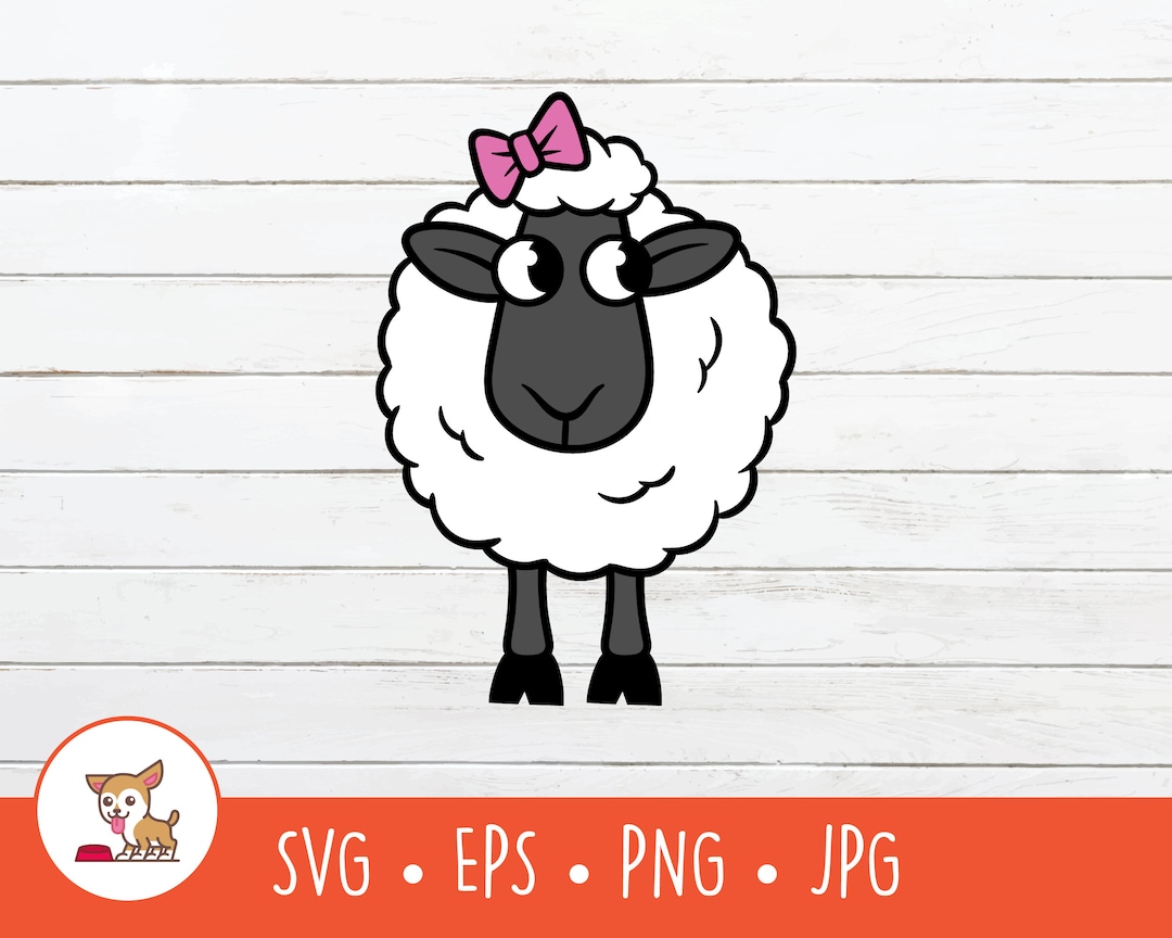 Cartoon Female Sheep Clipart, Sheep SVG, Vector Lamb Cut File for ...
