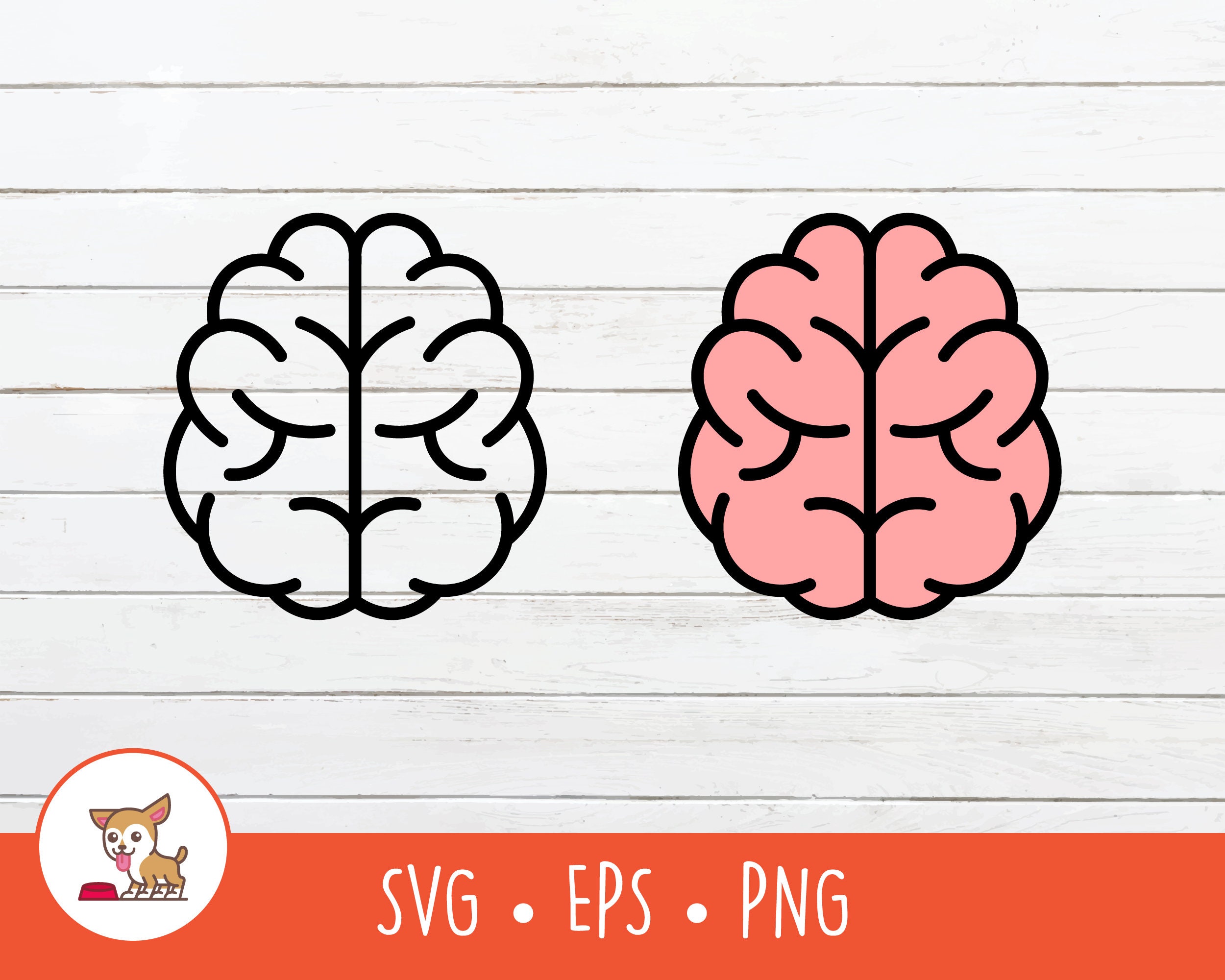Brain Clipart, Brain SVG, Vector Brain Cut File for Cricut, PNG, EPS ...