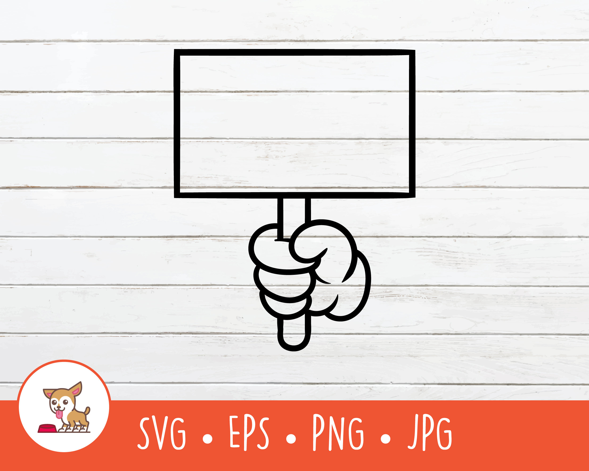 Hand Holding Sign SVG, Blank Sign Clipart, Vector Picket Sign Cut File ...