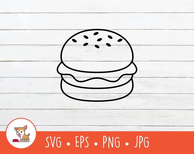 Hamburger Outline, SVG Files for Cricut, Hamburger Svg, Fast Food ...