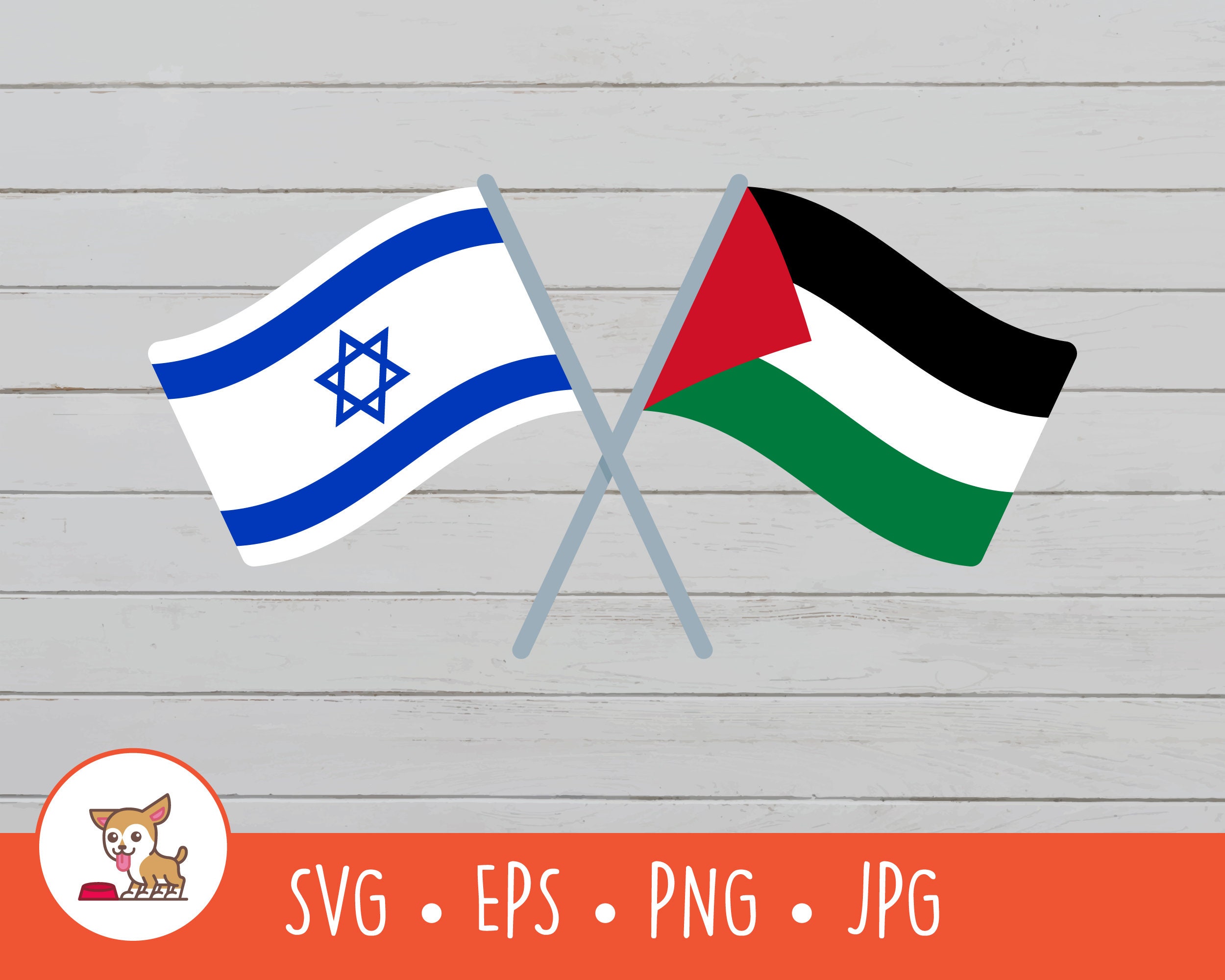 Israeli and Palestinian Flags SVG, Palestine and Israel Flags Clipart ...