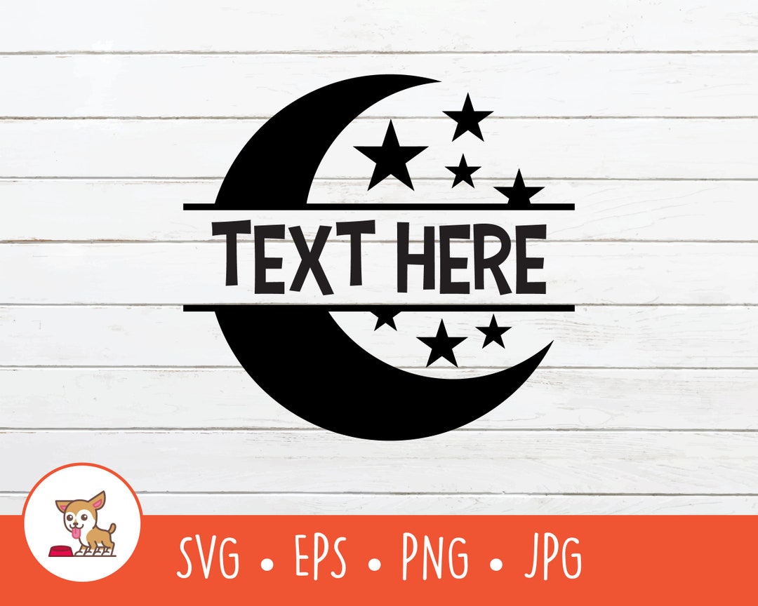 Moon and Stars SVG, Split Moon and Stars Name Frame, Moon and Star ...