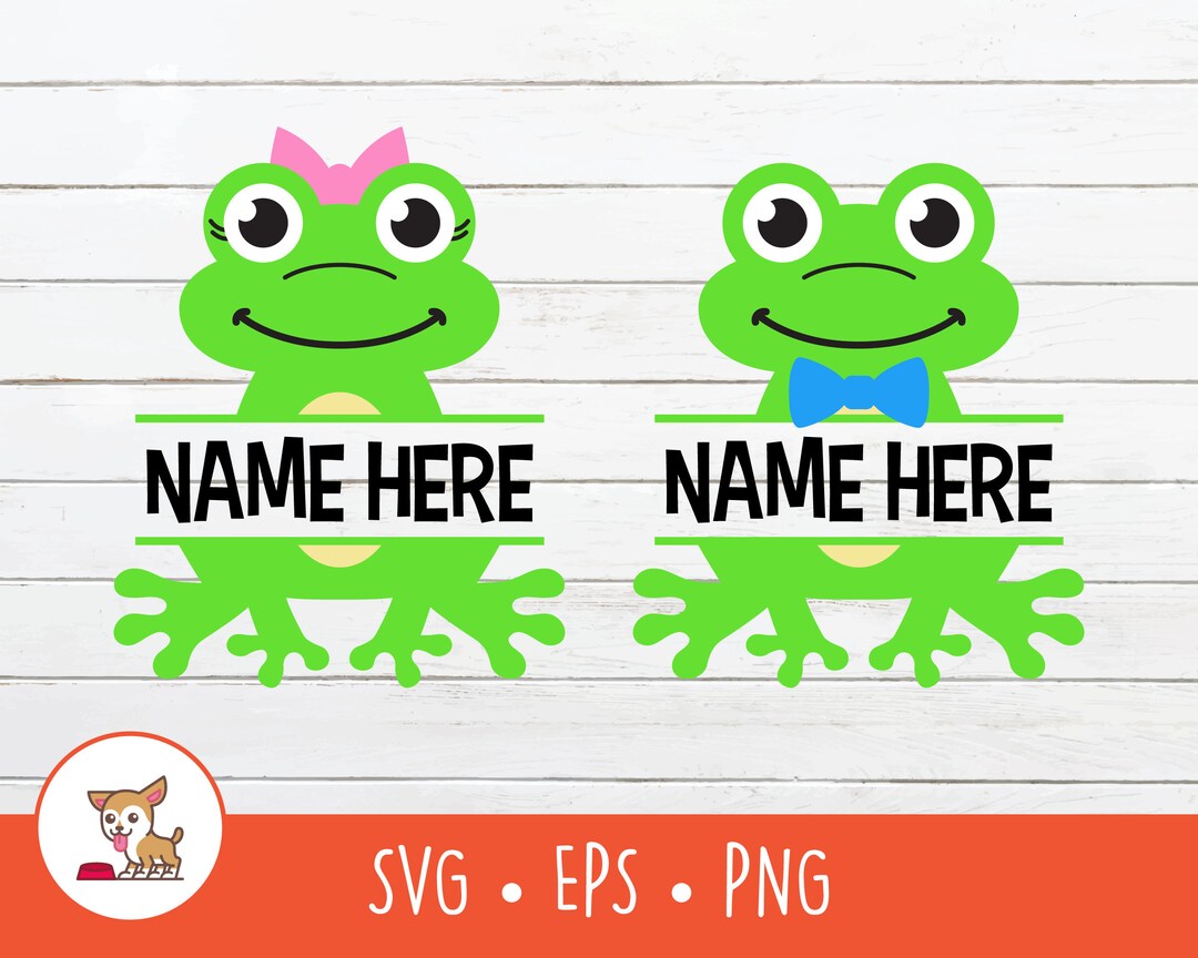 Frog SVG, Split Frog Name Frame, Vector Frog Clipart, Frog Cut File for ...