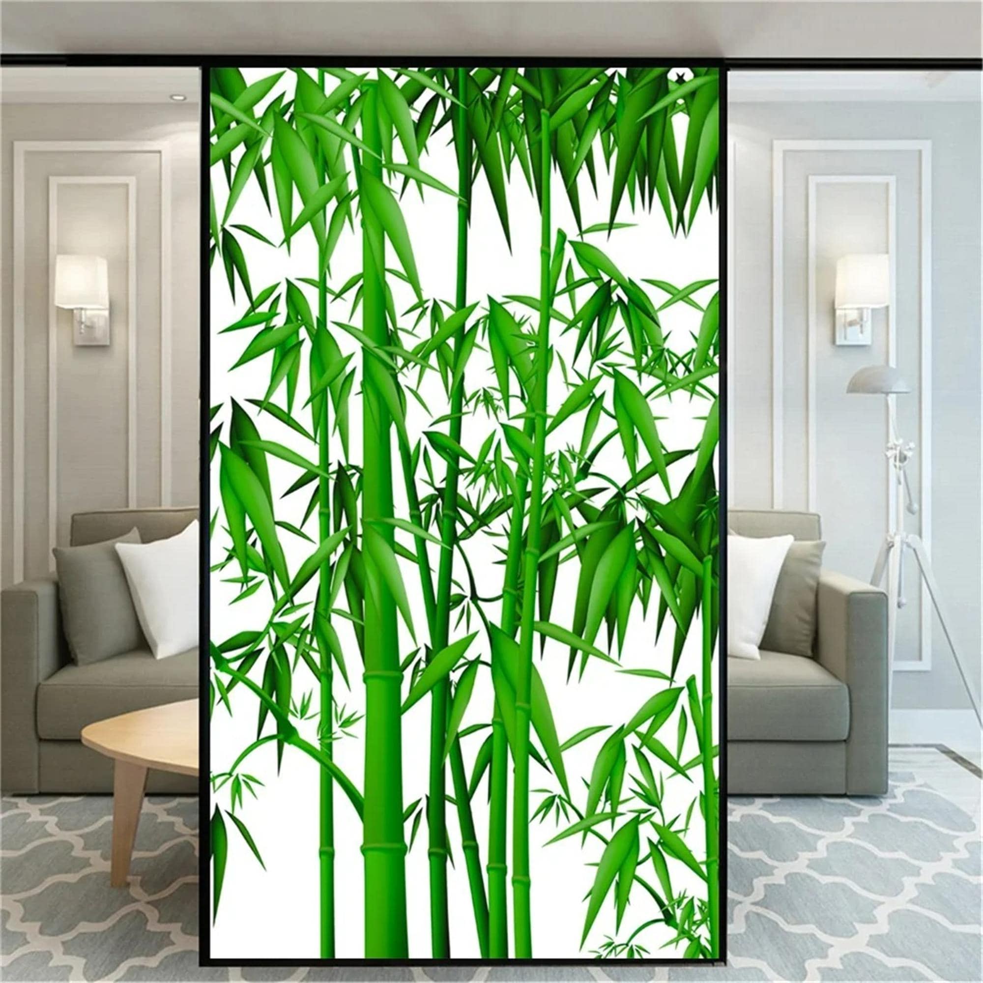 Custom Size Bamboo Plant Static Cling Window Film No Glue Decorative ...