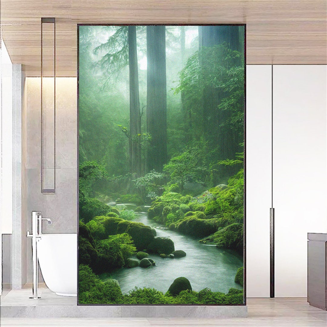 Customized Size Forest Pattern Privacy Glass Window Film Heat Control ...