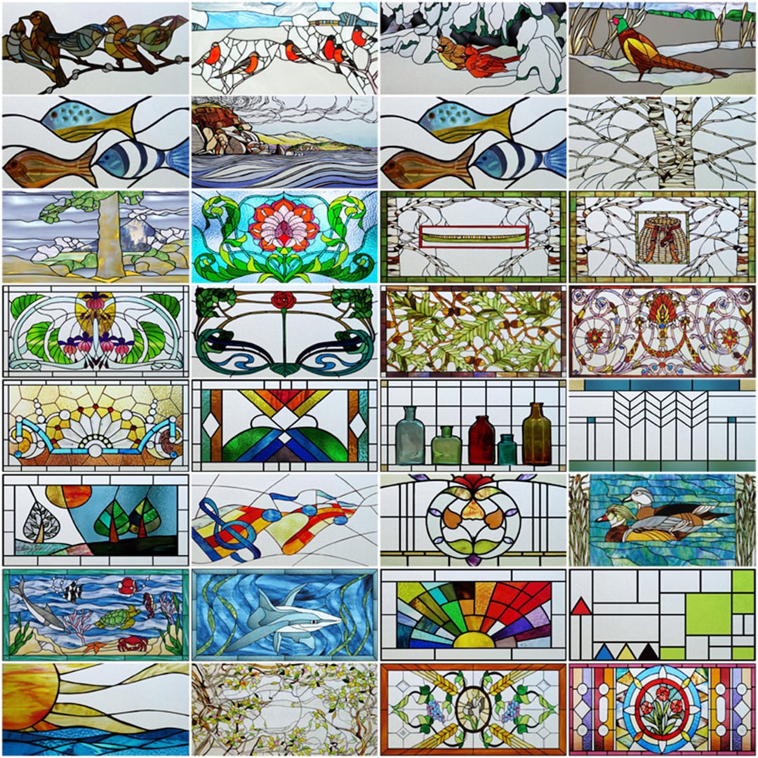 Custom Size Window Film Stained Glass Stickers Static Cling Frosted ...