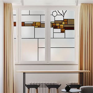 Custom Size Window Film Square Window Sticker Stained Glass Films Retro ...
