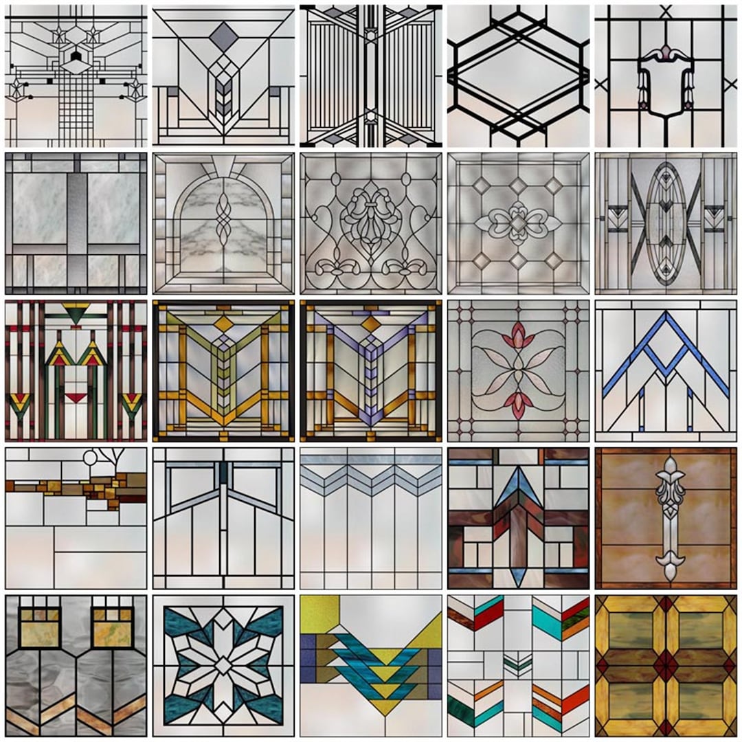 Custom Size Window Film Square Window Sticker Stained Glass Films Retro ...