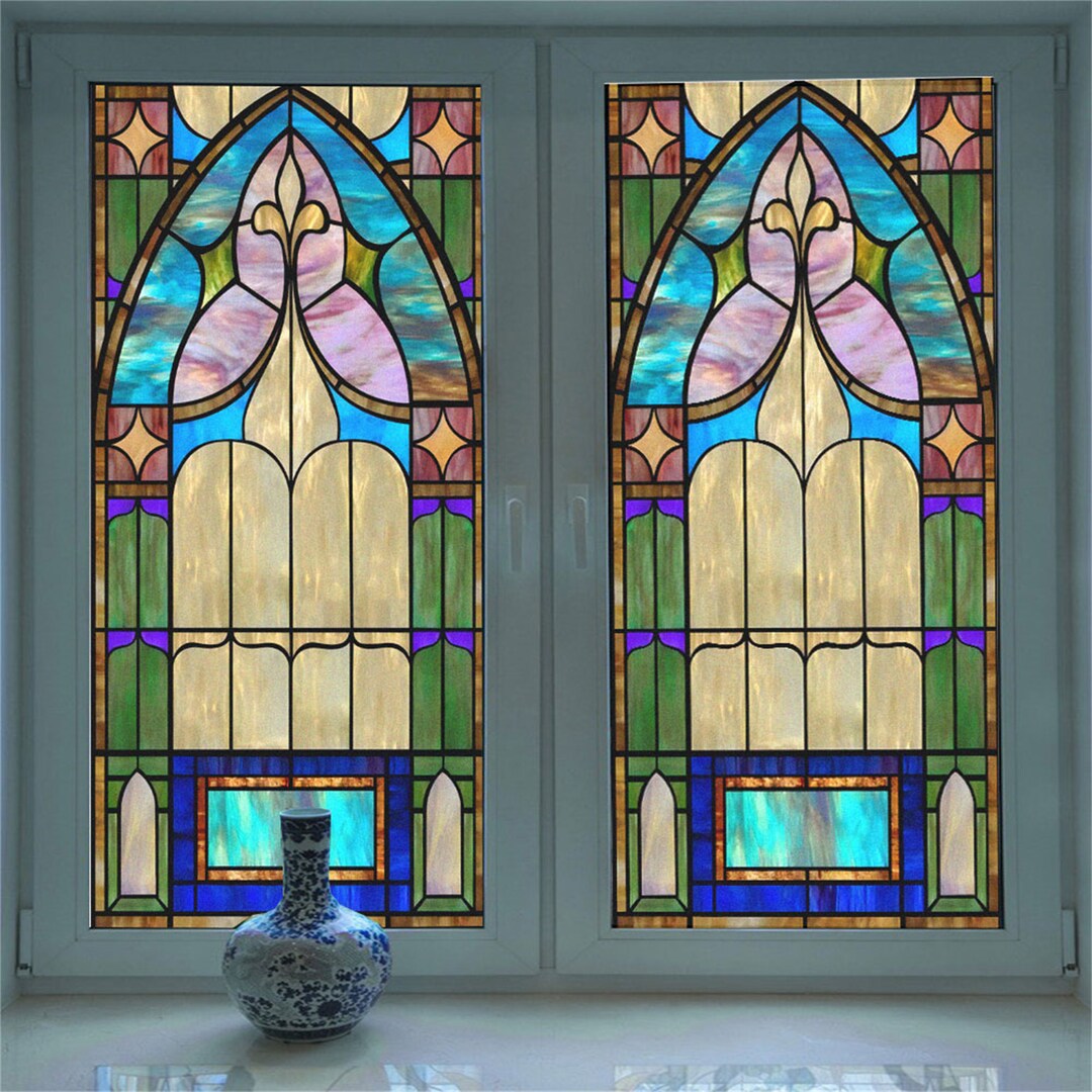 Custom Size Church Style Windows Privacy Film Retro Pattern Frosted ...
