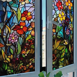 Custom Size Window Glass Films Stained Glass Stickers Static Cling ...