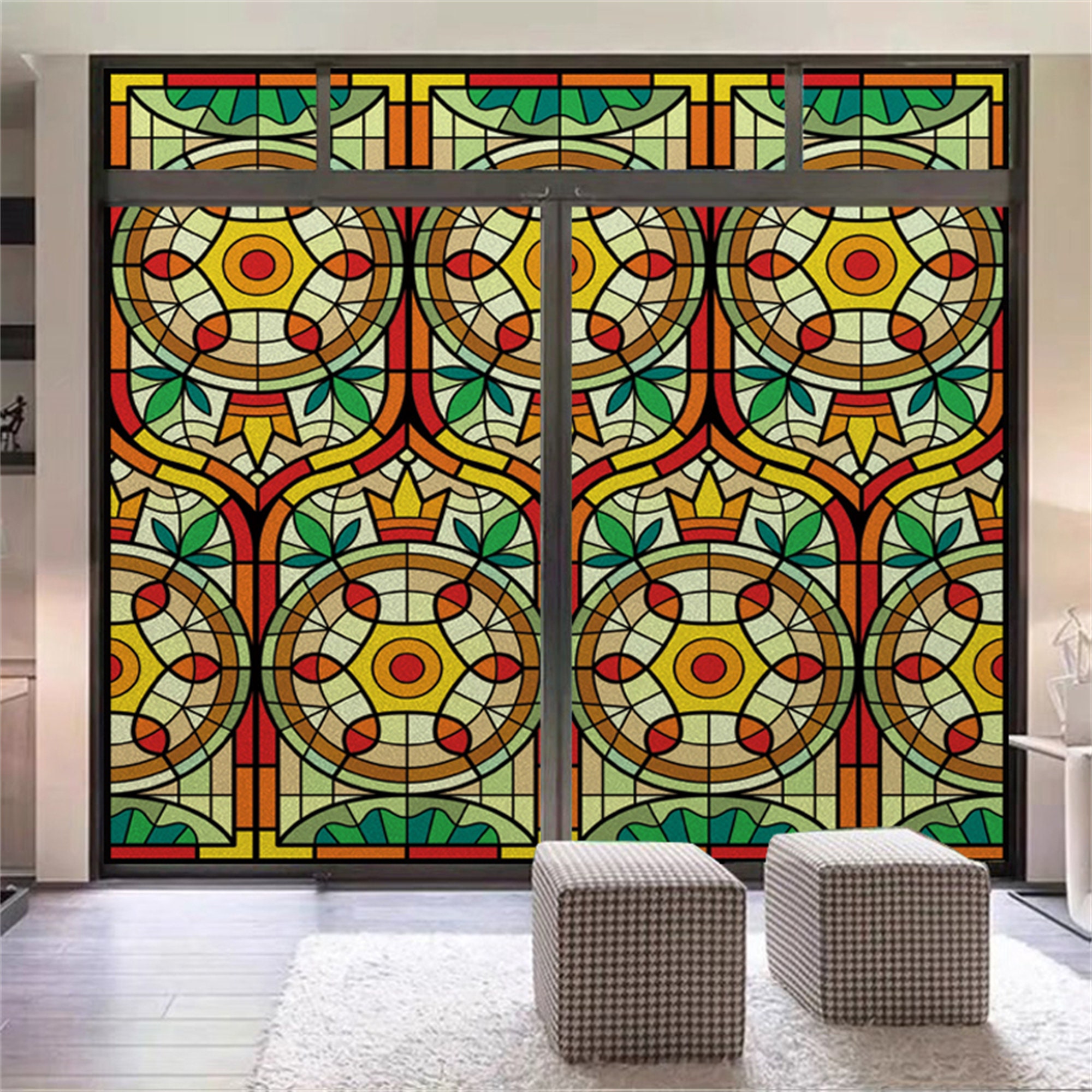 Customized Size Stained Glass Window Film Frosted Glass Sticker Church ...
