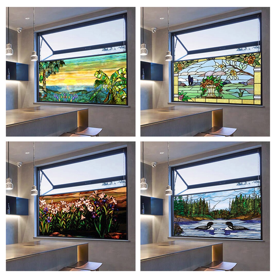 Custom Size Window Film Stained Glass Frosted Privacy Static Cling ...