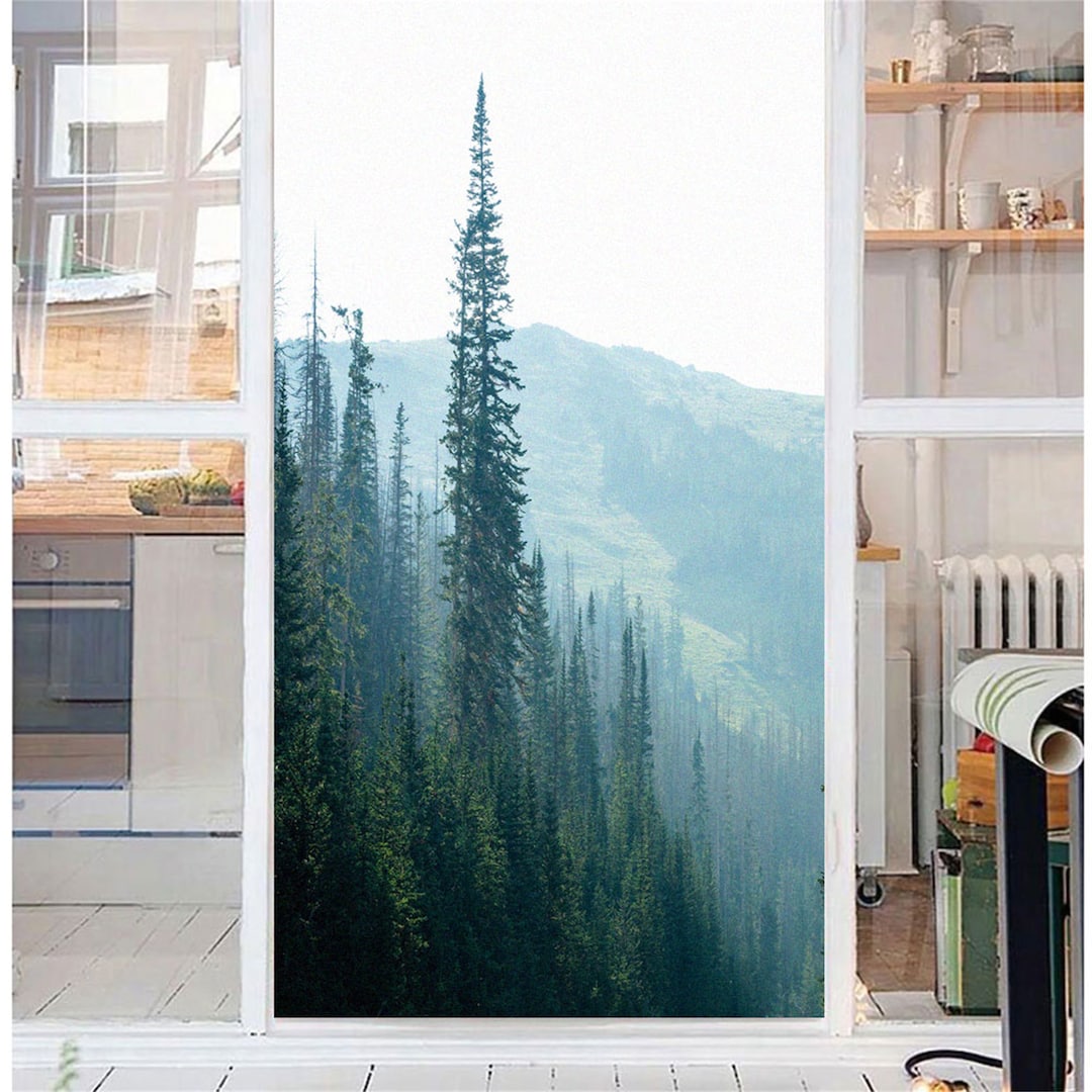 Customized Size Frosted Forest Pattern Privacy Window Film Heat Control ...