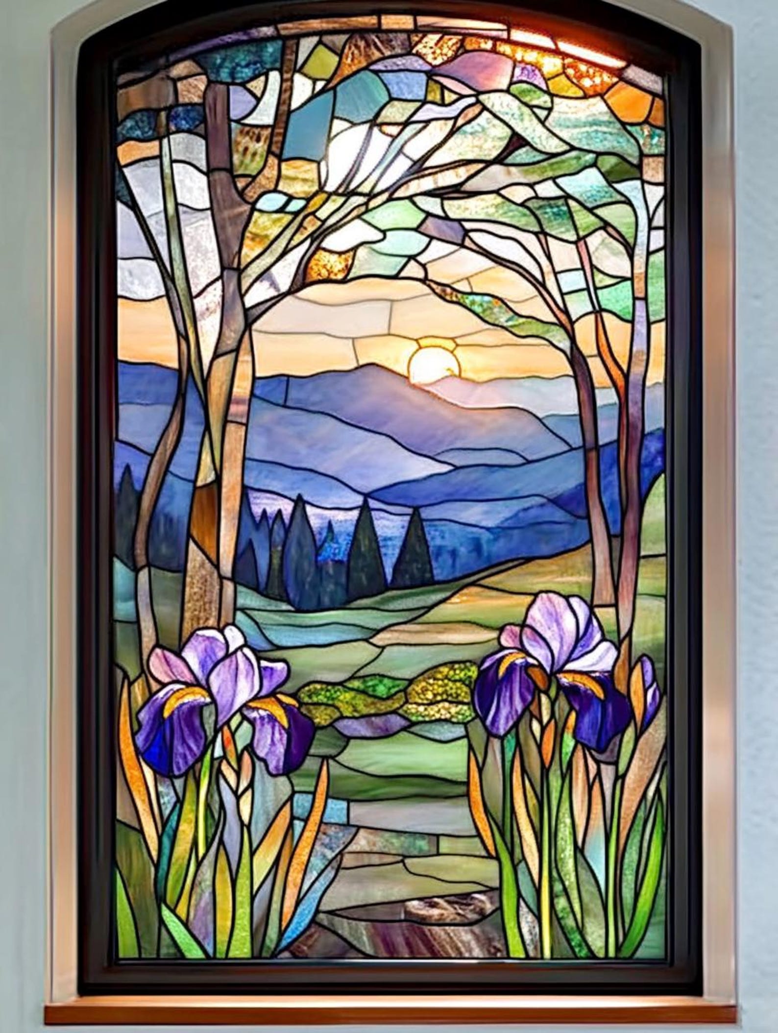 Custom Size Nature-inspired Stained Glass Window Cling Breathtaking ...