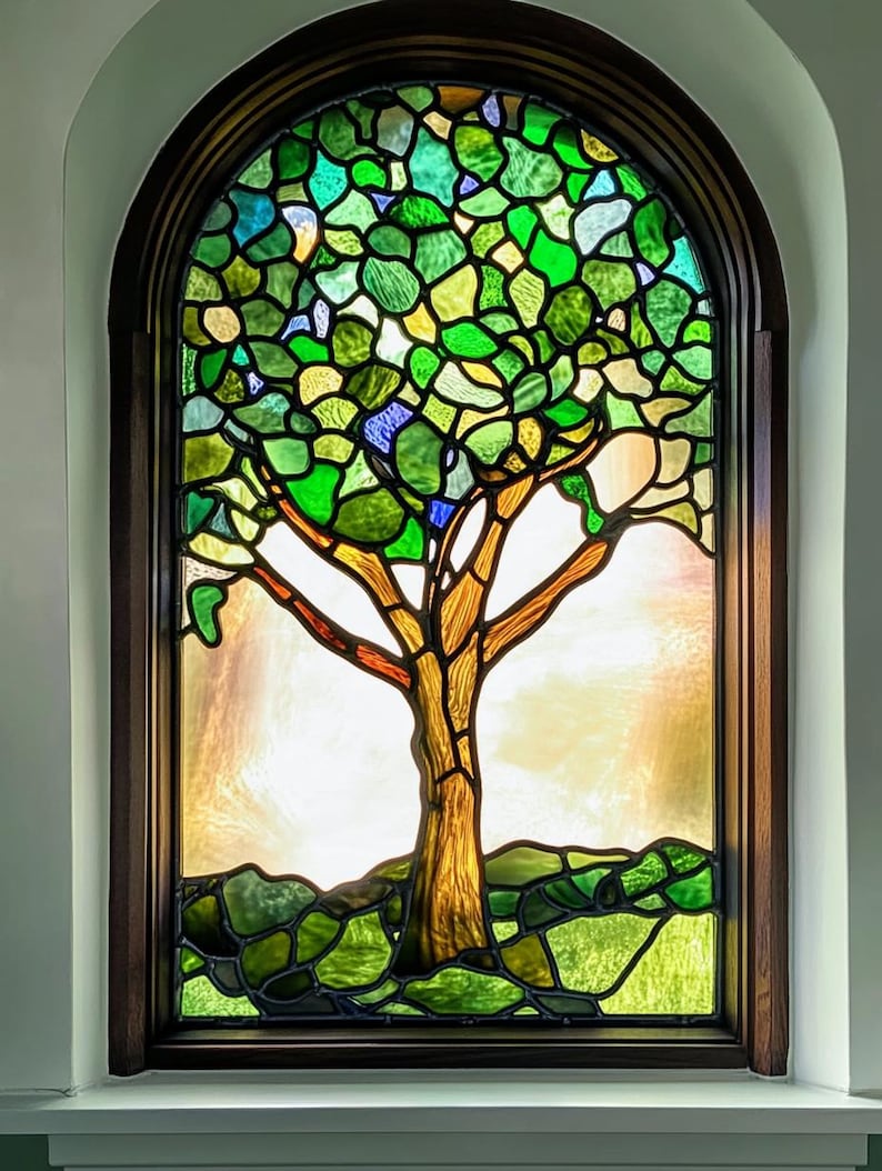 Custom Size Tree of Life Stained Glass Window Film Nature-inspired ...