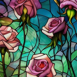 Customized Stained Glass Film Window Sticker Static Cling Remove Flower ...