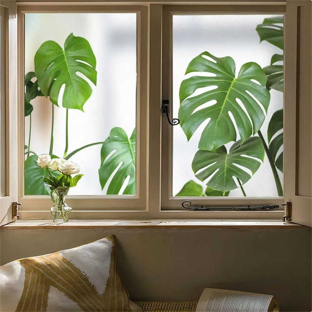 Custom Size Tortoise Shell Leaf Pattern Privacy Window Film - Non-glue ...