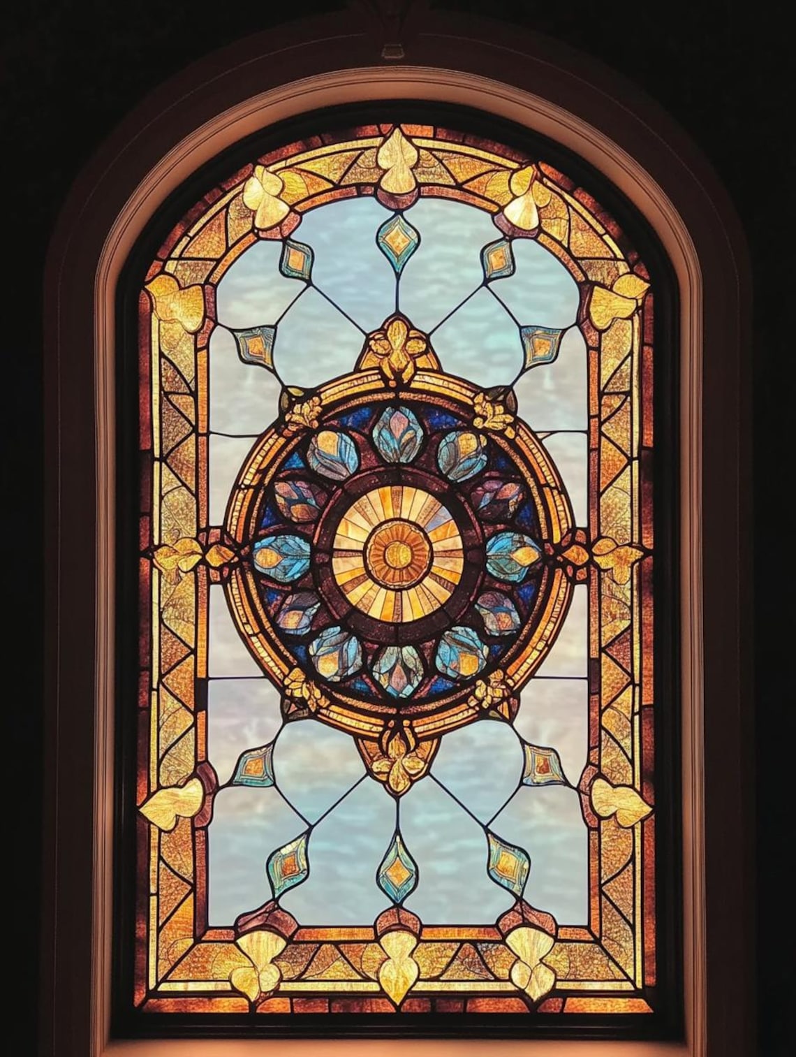Custom Size Stained Glass Floral Window Panel Vibrant Multicolor ...