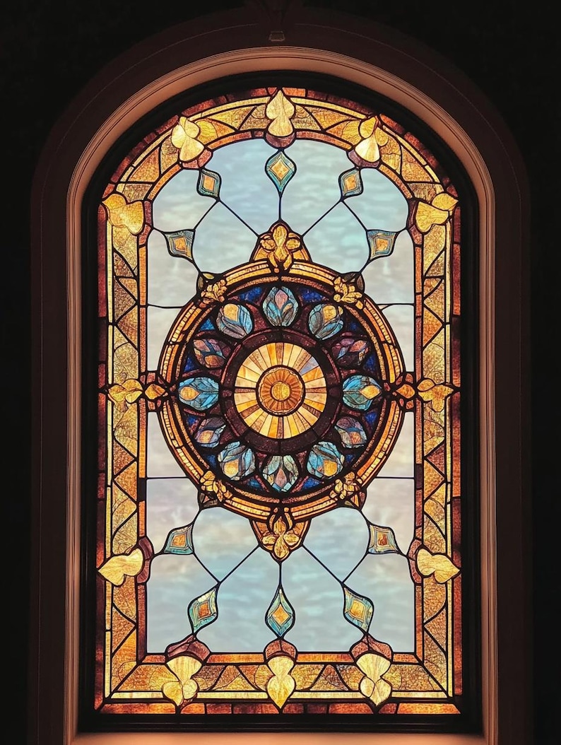 Custom Size Stained Glass Floral Window Panel Vibrant Multicolor ...