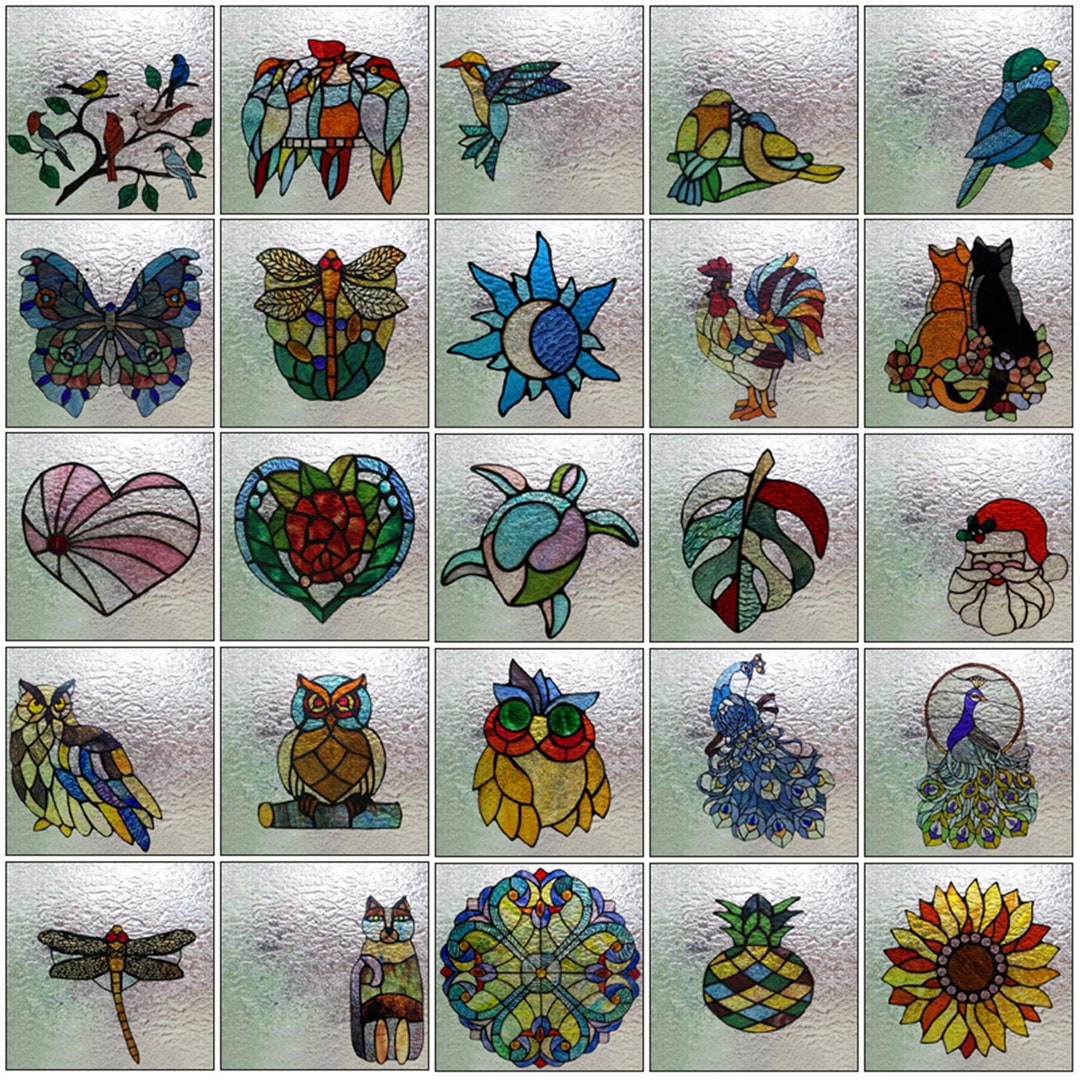 Customized Stained Glass Window Film Static Cling Door Sticker Privacy ...