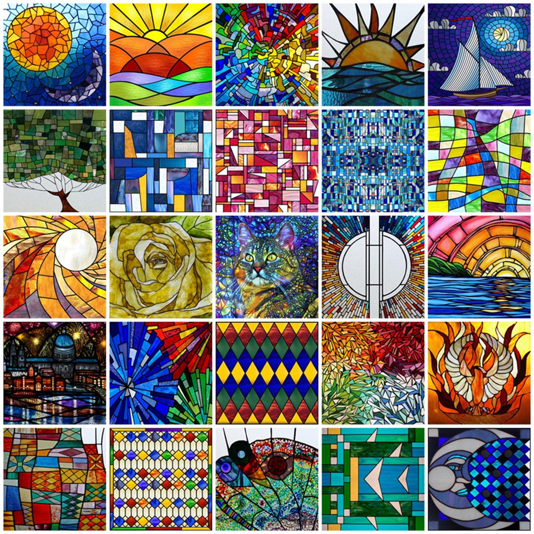 Window Film Stained Glass Films Frosted Privacy Static Cling Retro ...