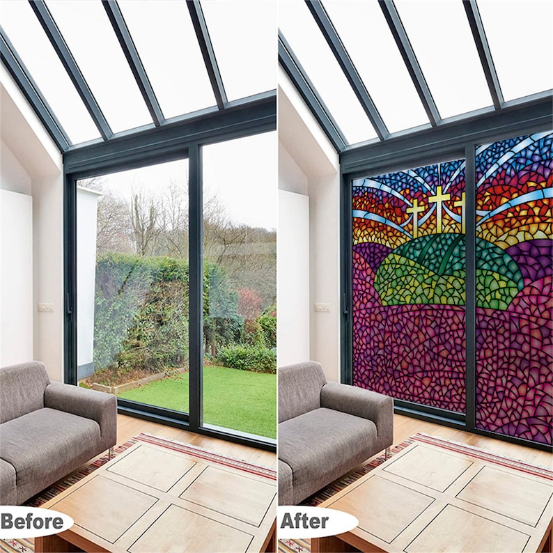 Window Film Frosted Static Cling Retro Matte Stickers Privacy Stained ...