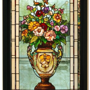 Custom Size Floral Vase Stained Glass Window Film Elegant Multicolor ...