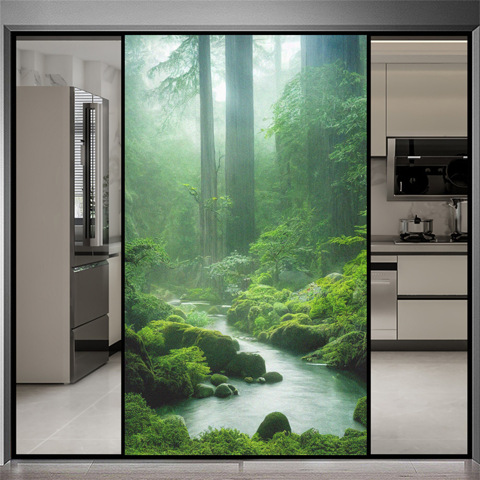 Customized Size Forest Pattern Privacy Glass Window Film Heat Control ...