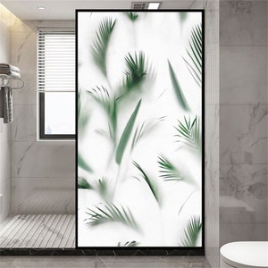 Privacy Glass Window Film Green Plant Pattern Customized Static Cling ...