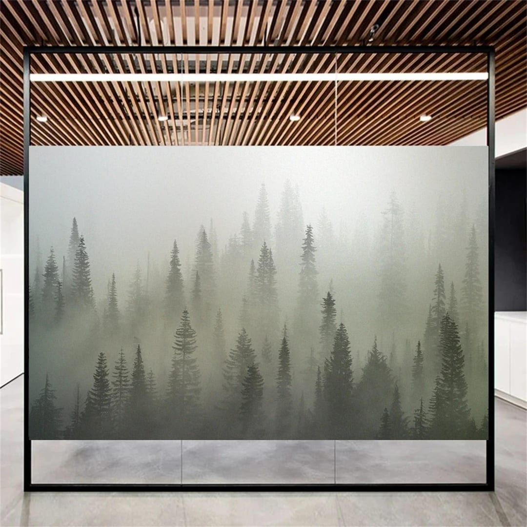 Custom Size Misty Forest Privacy Window Film UV Protection Heat Control ...