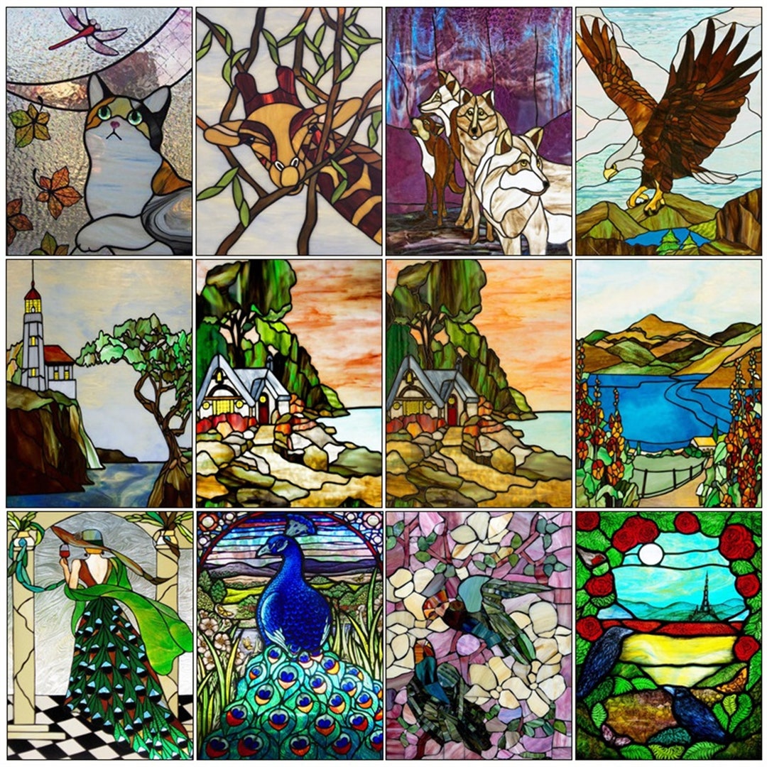 Customized Window Film Multicolored Static Cling Frosted Stained Glass ...