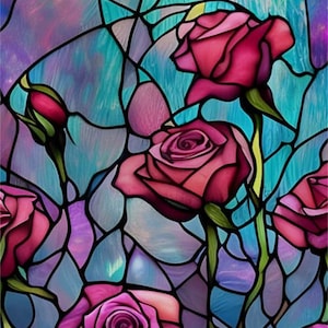 Customized Stained Glass Film Window Sticker Static Cling Remove Flower ...