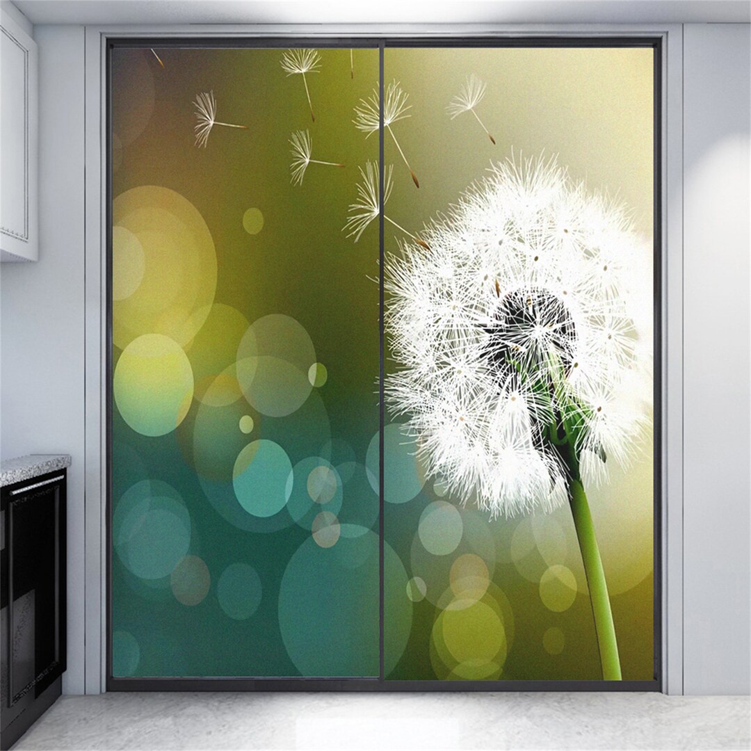 Custom Size Dandelion Privacy Window Film Art Deco Design Static Cling ...