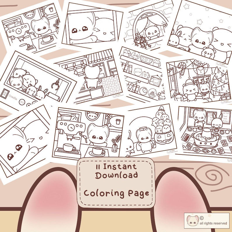 Kawaii Coloring Pages Bundle| Cute Printable Digital Download for Kids ...
