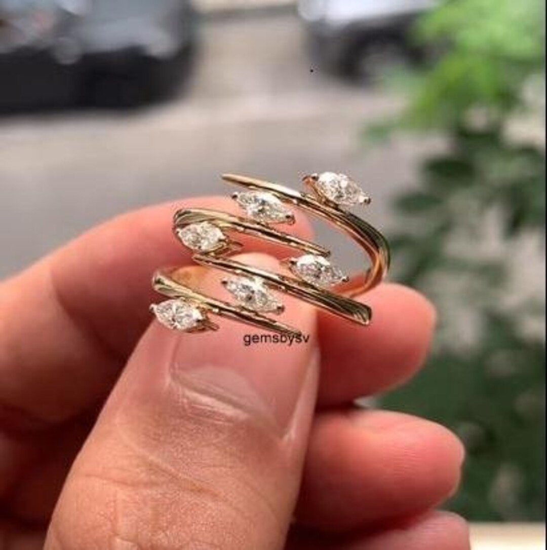 Bypass Style Open Cuff Ring, 10k Yellow Gold Anniversary Ring ...
