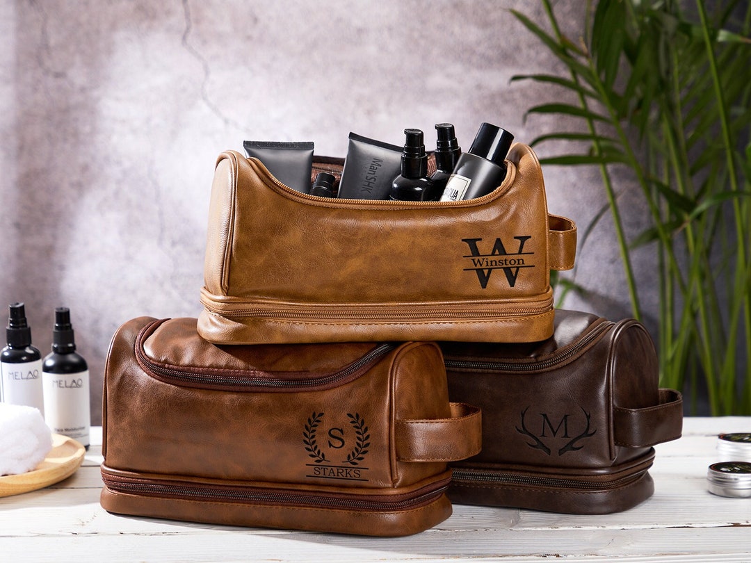 Personalized Mens Leather Toiletry Bag Custom Toiletry Bag - Etsy