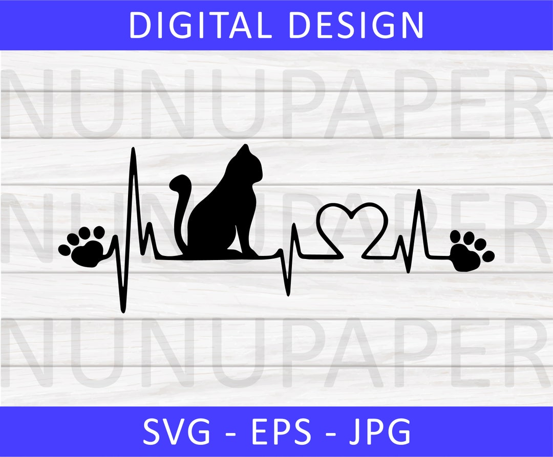 Cat Heartbeat SVG, I Love Cats SVG, Heartbeat SVG - Etsy