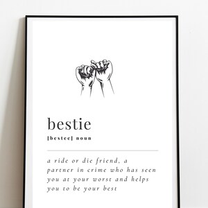 Bestie Definition Printable Art, Bestie Digital Art, Printable Bestie ...